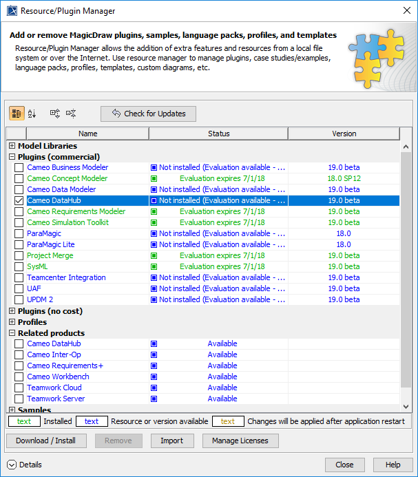 Installation - Cameo DataHub 19.0 SP1 - No Magic Product Documentation